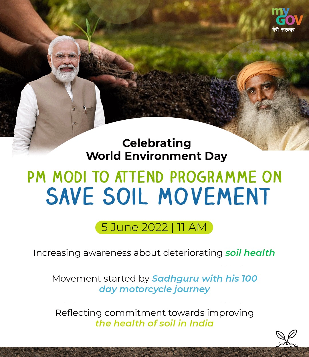 MyGovIndia on Twitter: "PM @narendramodi will address the programme on 'Save Soil Movement ...