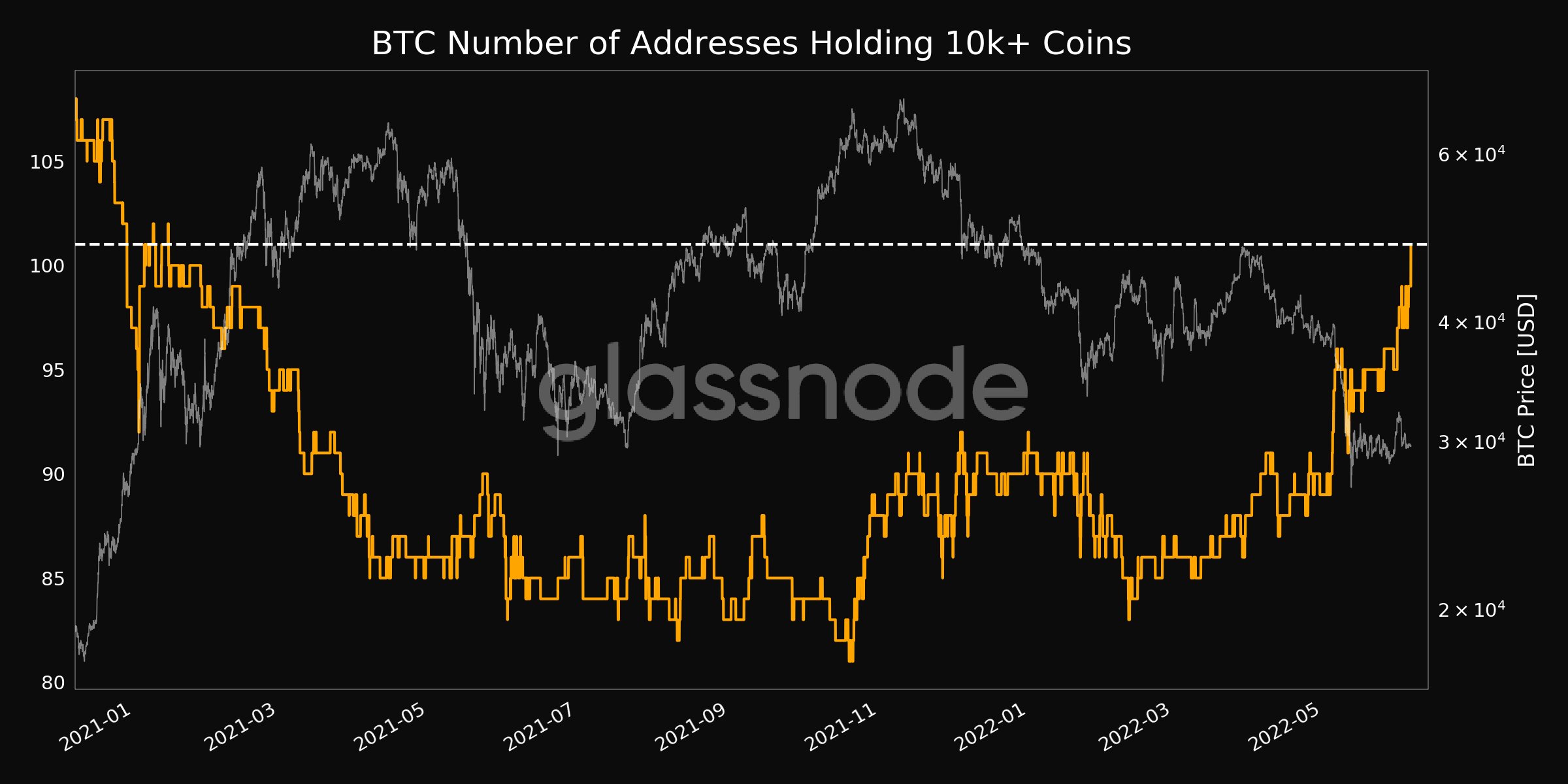 glassnode alerts on Twitter: "📈 #Bitcoin $BTC Number of Addresses Holding 10k+ Coins just ...