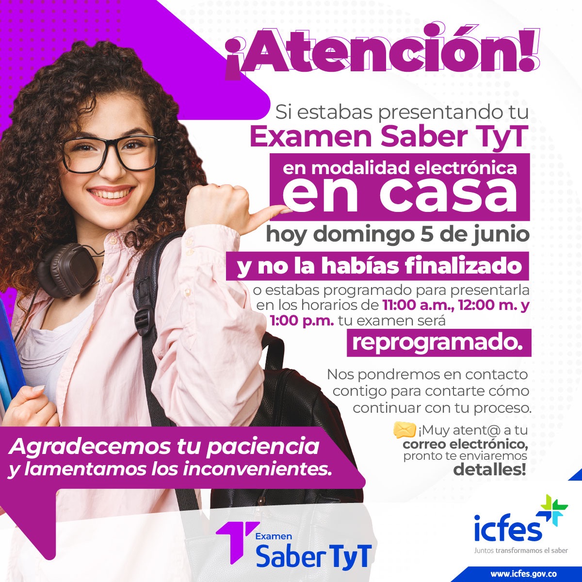 Icfes on Twitter: "Si hoy, junio 5 estás presentando el Examen Saber TyT en modalidad ...