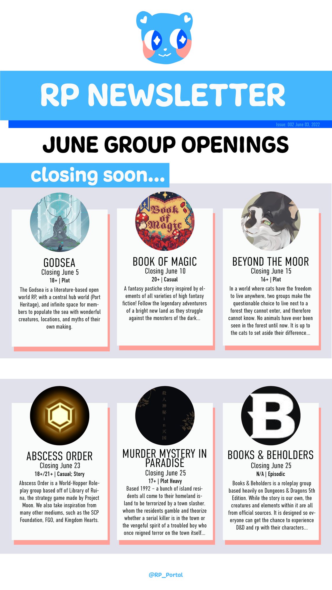 RP Group Portal on Twitter: "JUNE 2022 RP GROUPS ( graphic made by @/treeckster_ ) 🔗Tweet Thread ...