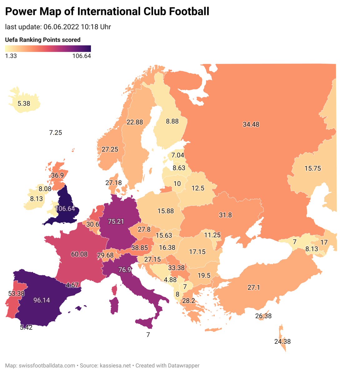 🌍POWER MAP OF INTERNATIONAL FOOTBALL🌍 This new map shows the points ...