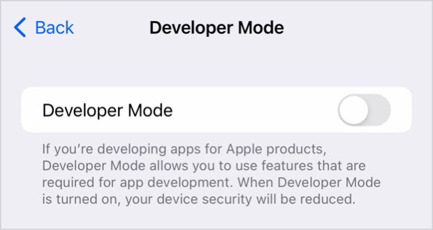 Riles 🤷‍♂️ on Twitter: "New “Developer Mode” in iOS 16! Must be enabled in order to install self ...