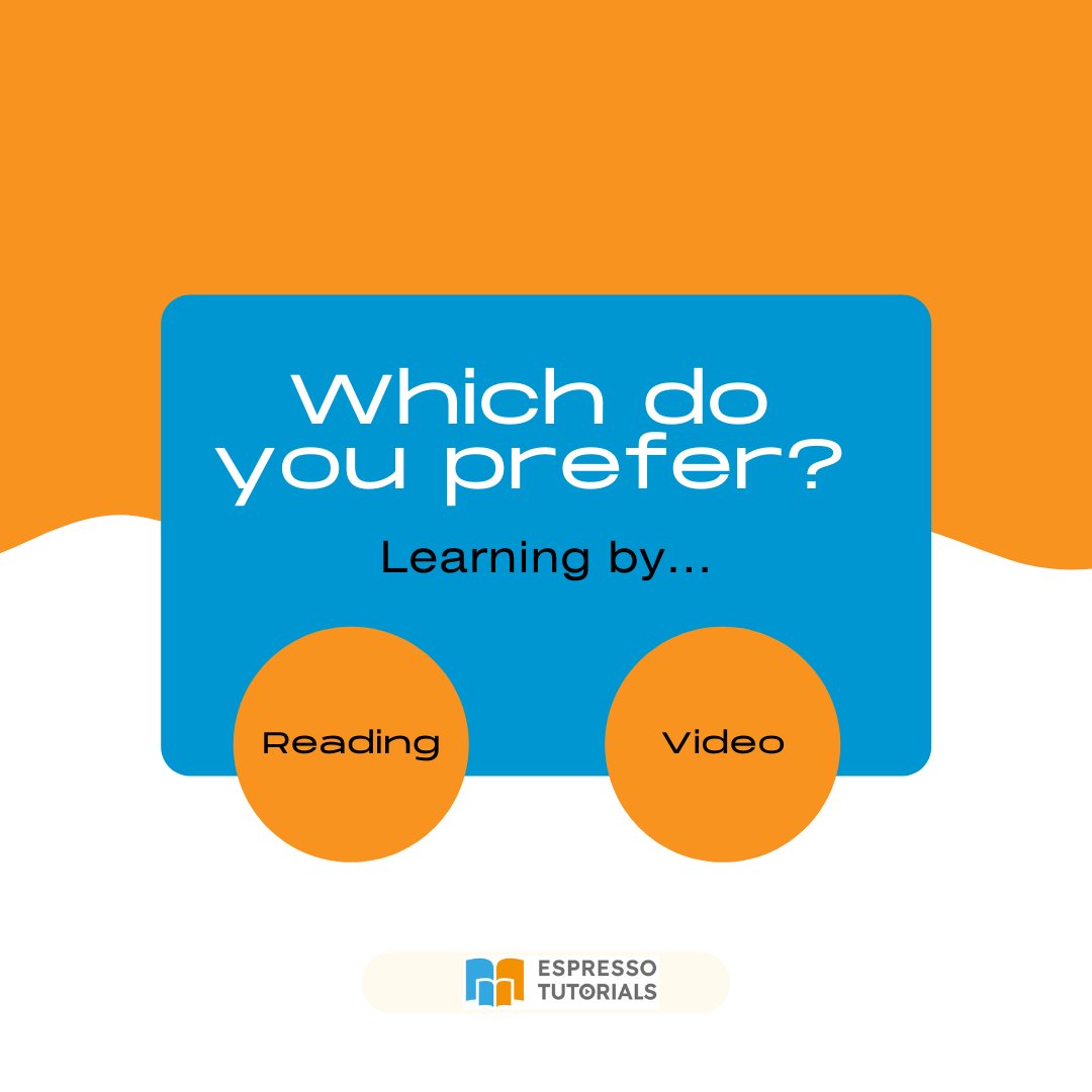 Espresso Tutorials on Twitter: "Do you learn best with books? Video tutorials? Or maybe a ...