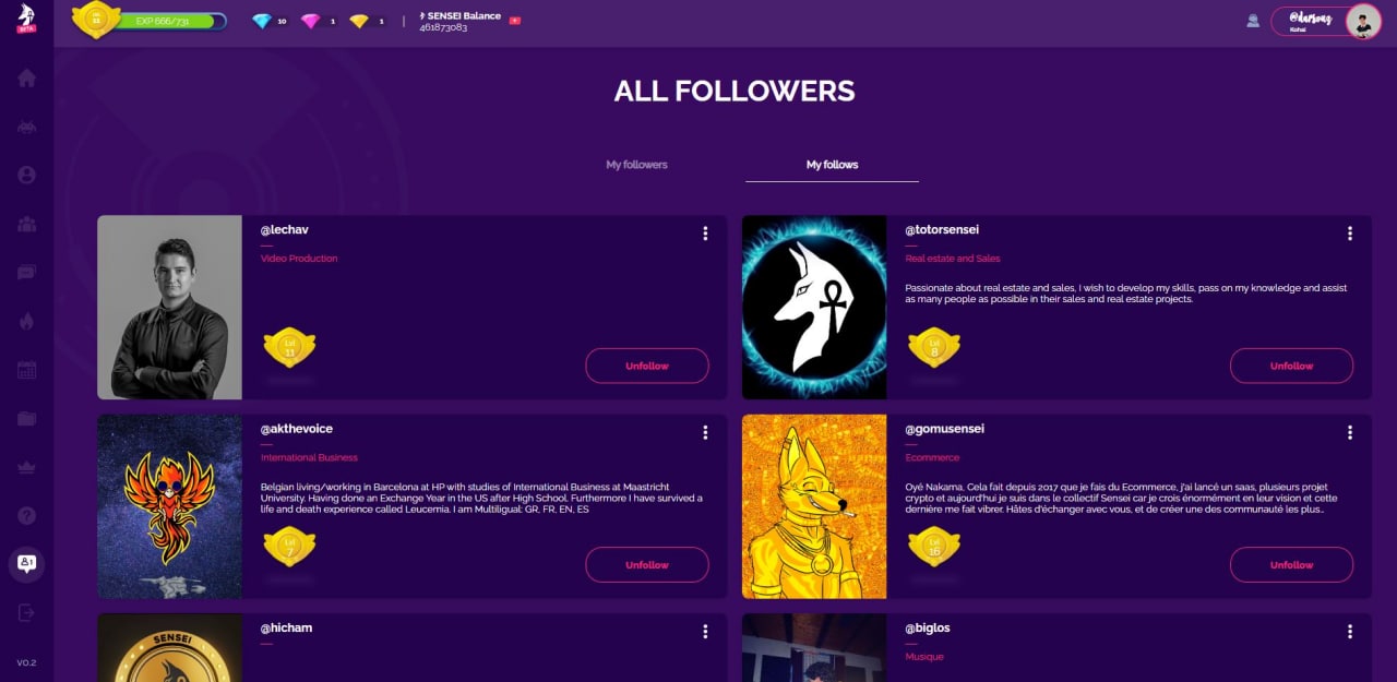 $SENSEI Token 🌖 Public bêta V0.2 🈴 on Twitter: "1/3 5- Followers : Follow / Unfollow : In a ...