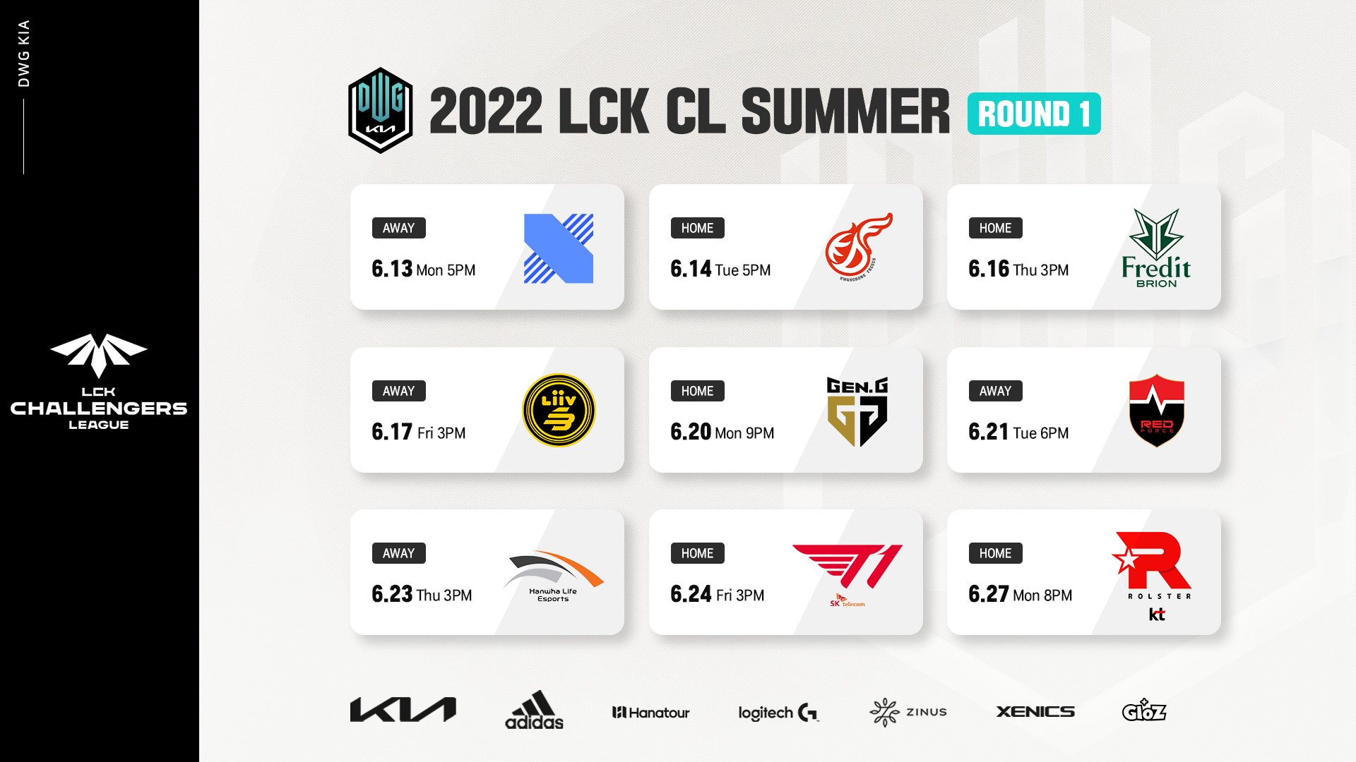 DWG KIA on Twitter: "[DWG KIA 2022 LCK CL Summer Schedule] #DWGKIA #DKWIN #LCK #JustFighting # ...