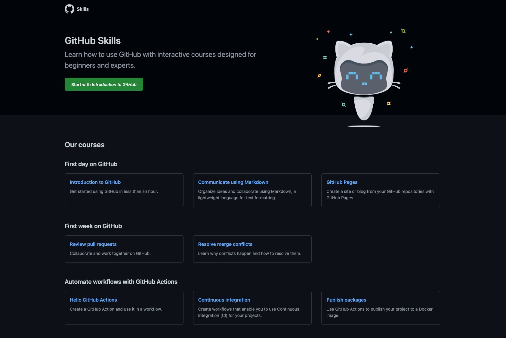 Brais Moure on Twitter: "¡La gente de GitHub acaba de lanzar su web GitHub Skills! 🥳 🔗 https://t ...
