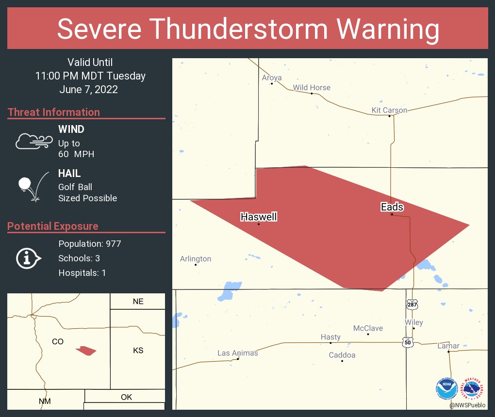 Nws Pueblo On Twitter Severe Thunderstorm Warning Including Eads Co