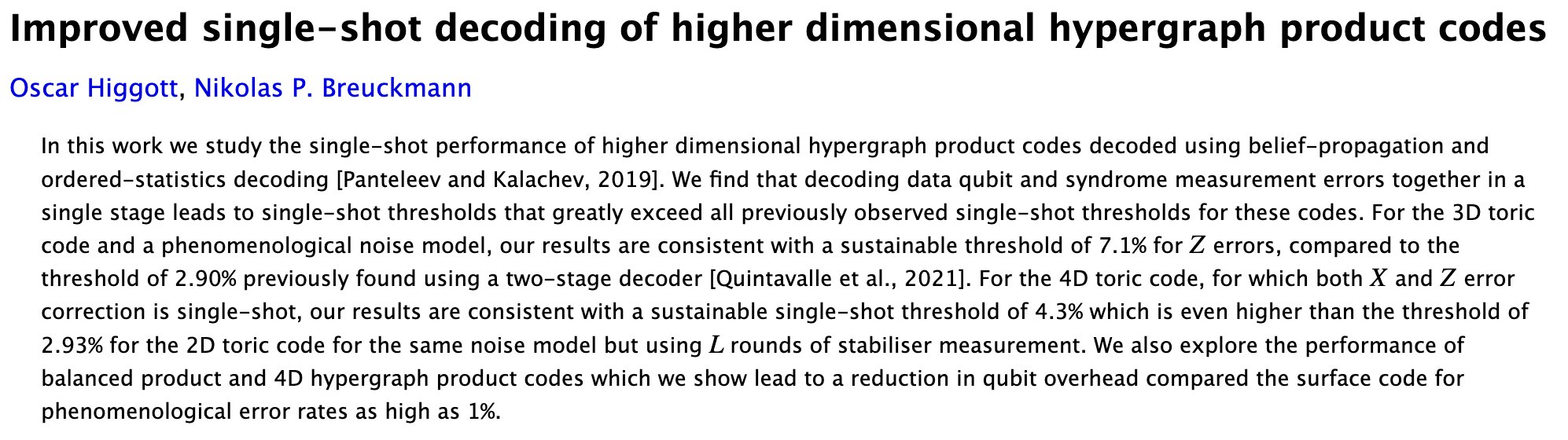 Oscar Higgott on Twitter: "In our new paper on arxiv today, @nikobreu and I study the single ...