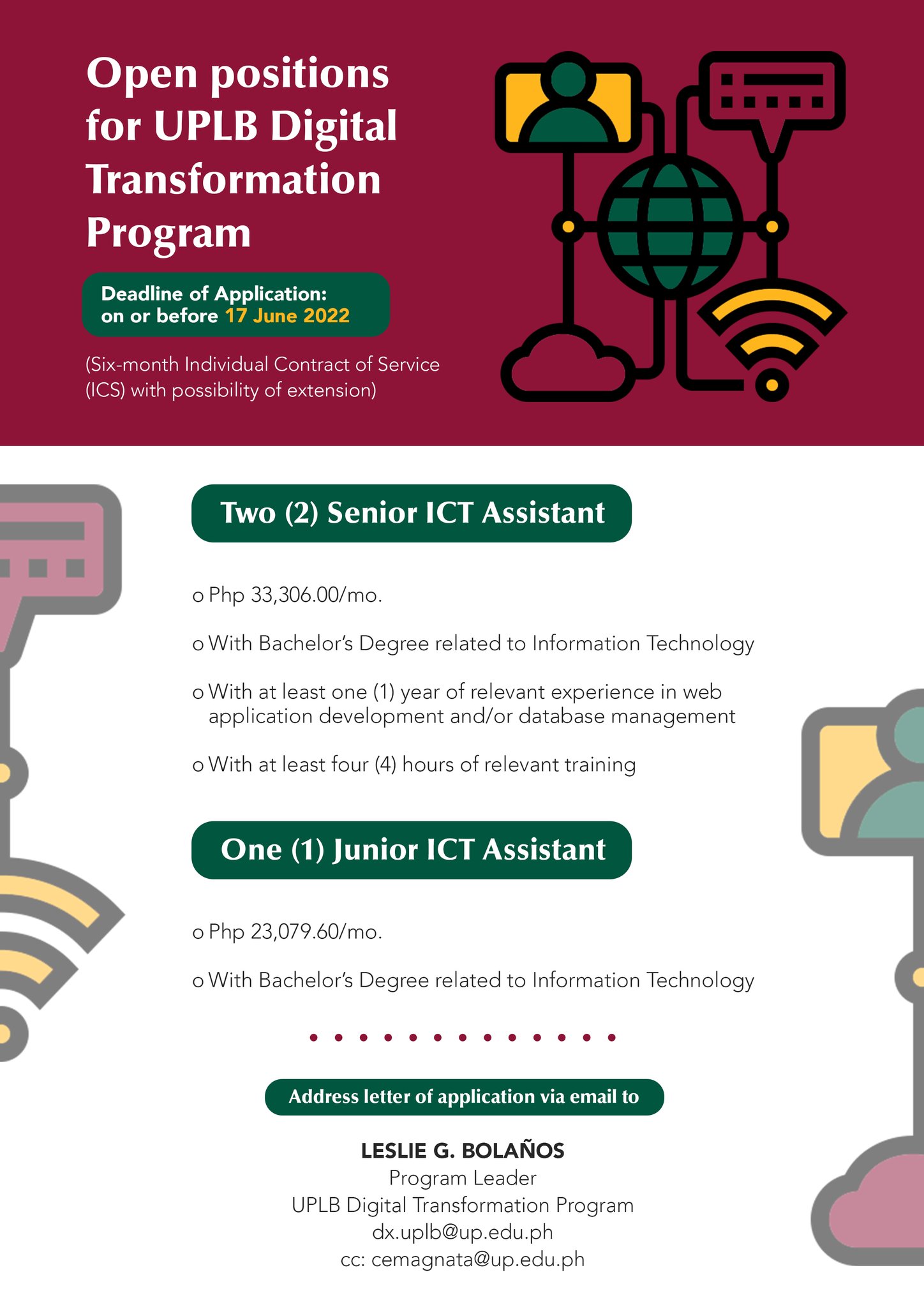 UP Los Baños on Twitter: "[#UPLBJObOpenings] The UPLB Digital Transformation Program is looking ...