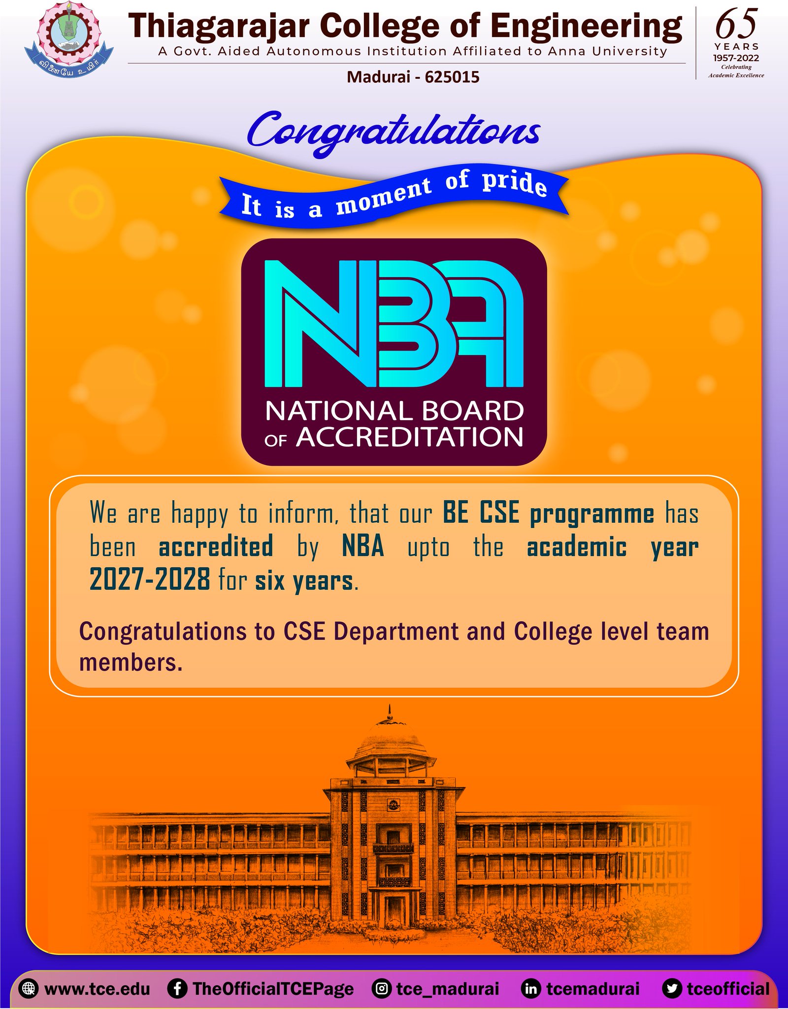 tceofficial on Twitter: "It is a moment of Pride The BE CSE program at ...