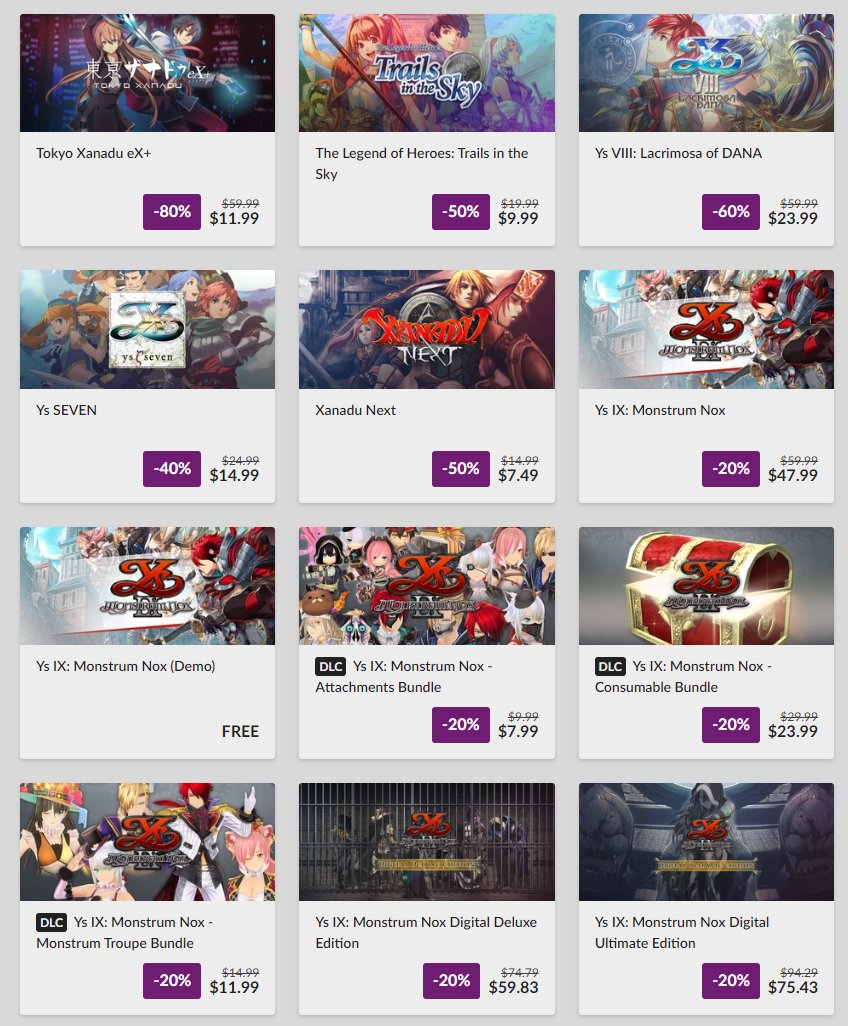 Wario64 on Twitter: "Nihon Falcom sale on GOG https://t.co/AgnAe45QTW #ad https://t.co ...