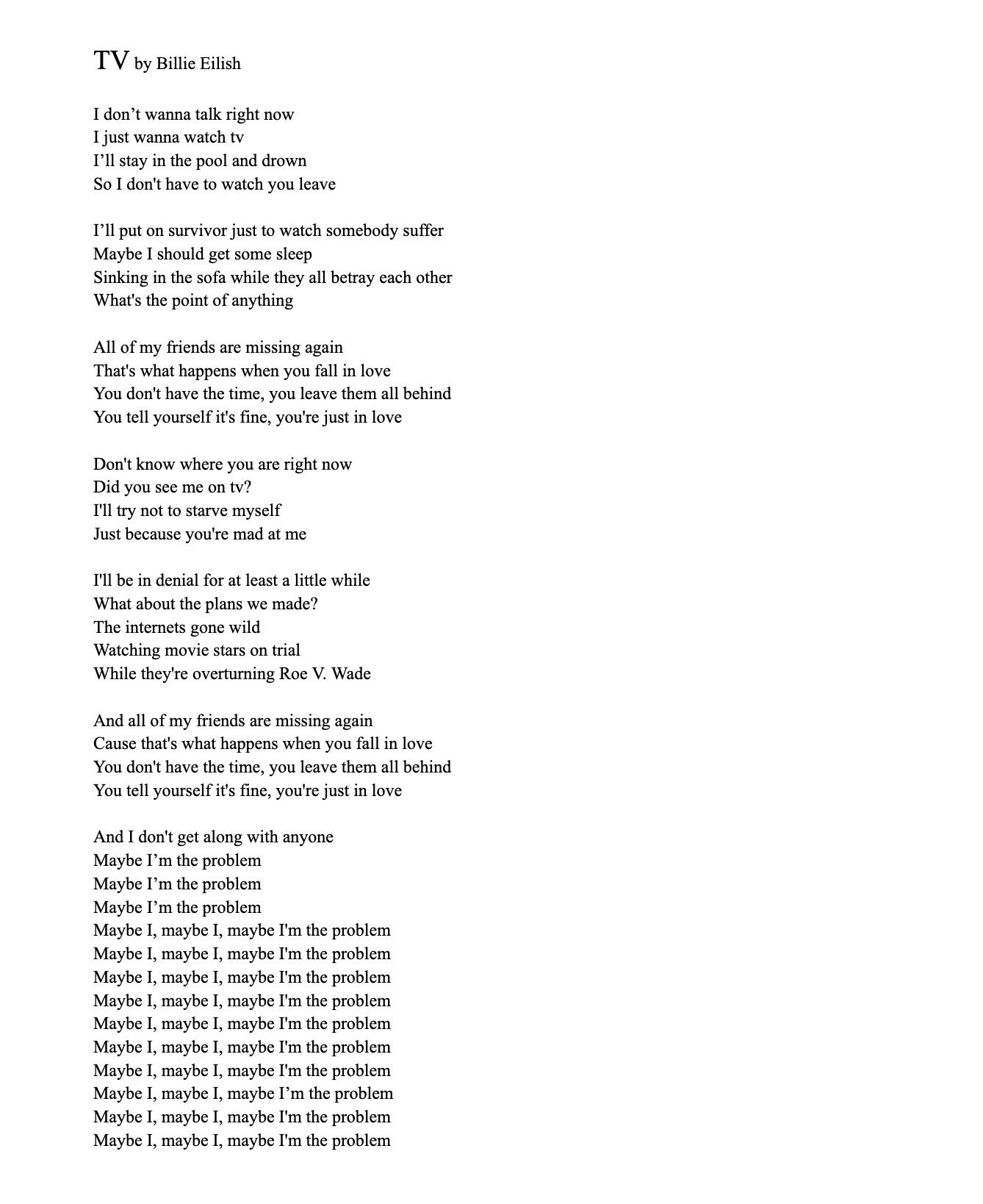 Billy Eilish Lyrics Shop | www.opci.com