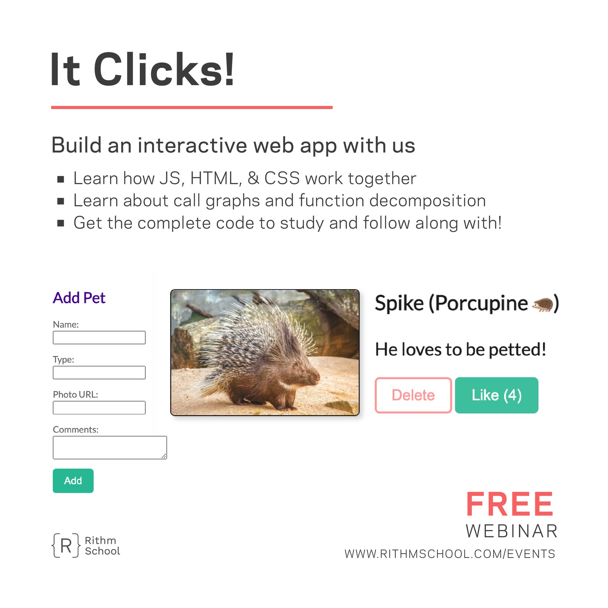 Rithm School on Twitter: "Learn how to create a web app that adds pets and rearranges the order ...