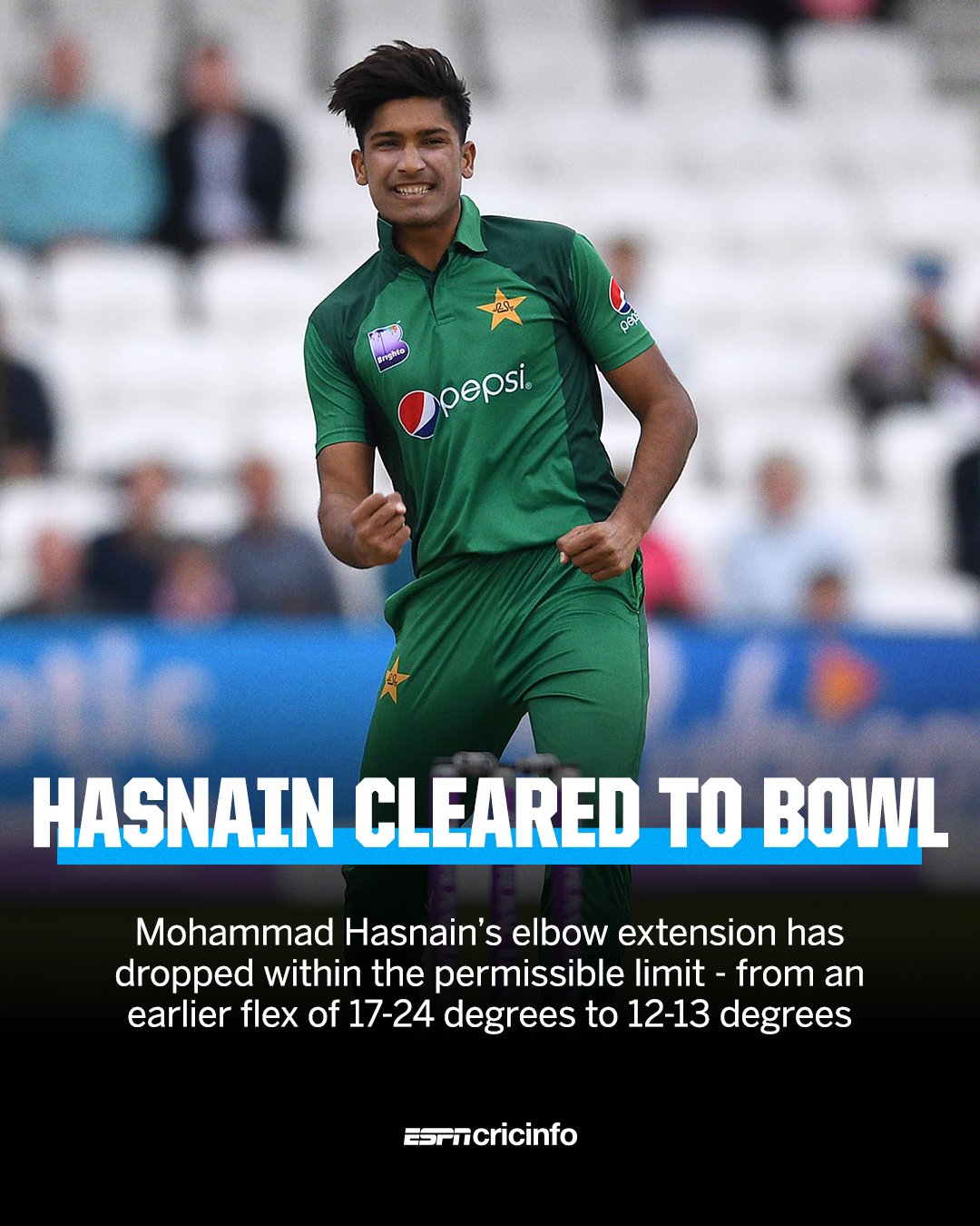 ESPNcricinfo on Twitter: "Pakistan pacer Mohammad Hasnain cleared to bowl internationally again ...