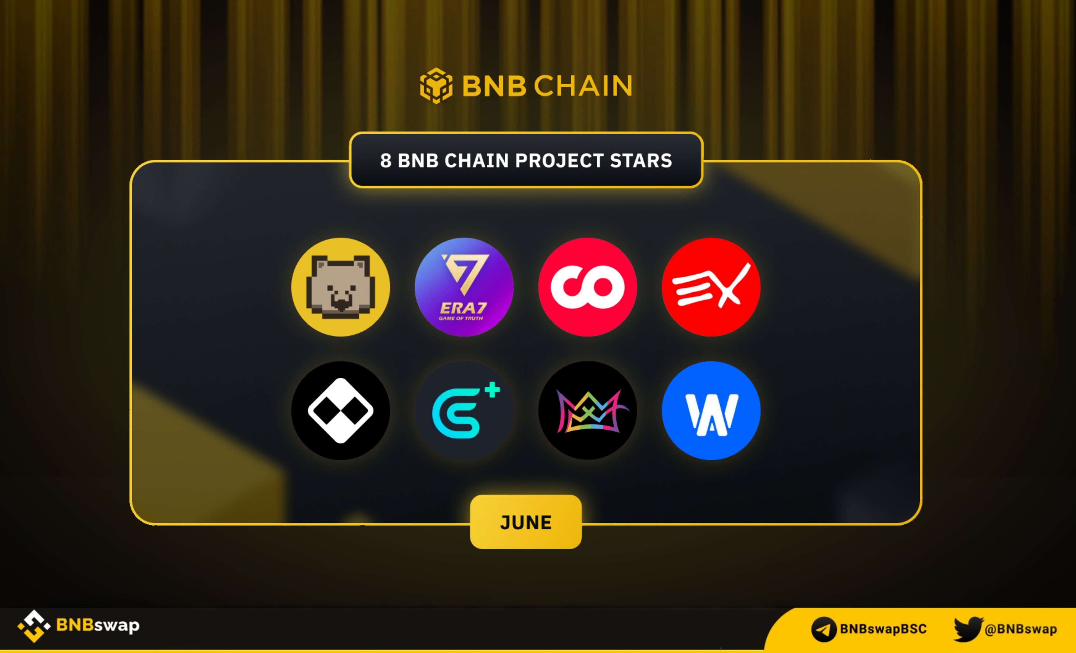 BNB Swap on Twitter: "📢 #BNBChain Project Stars in June! 🔸@Era7_official $ERA 🔸@ExSportsToken 🔸 ...