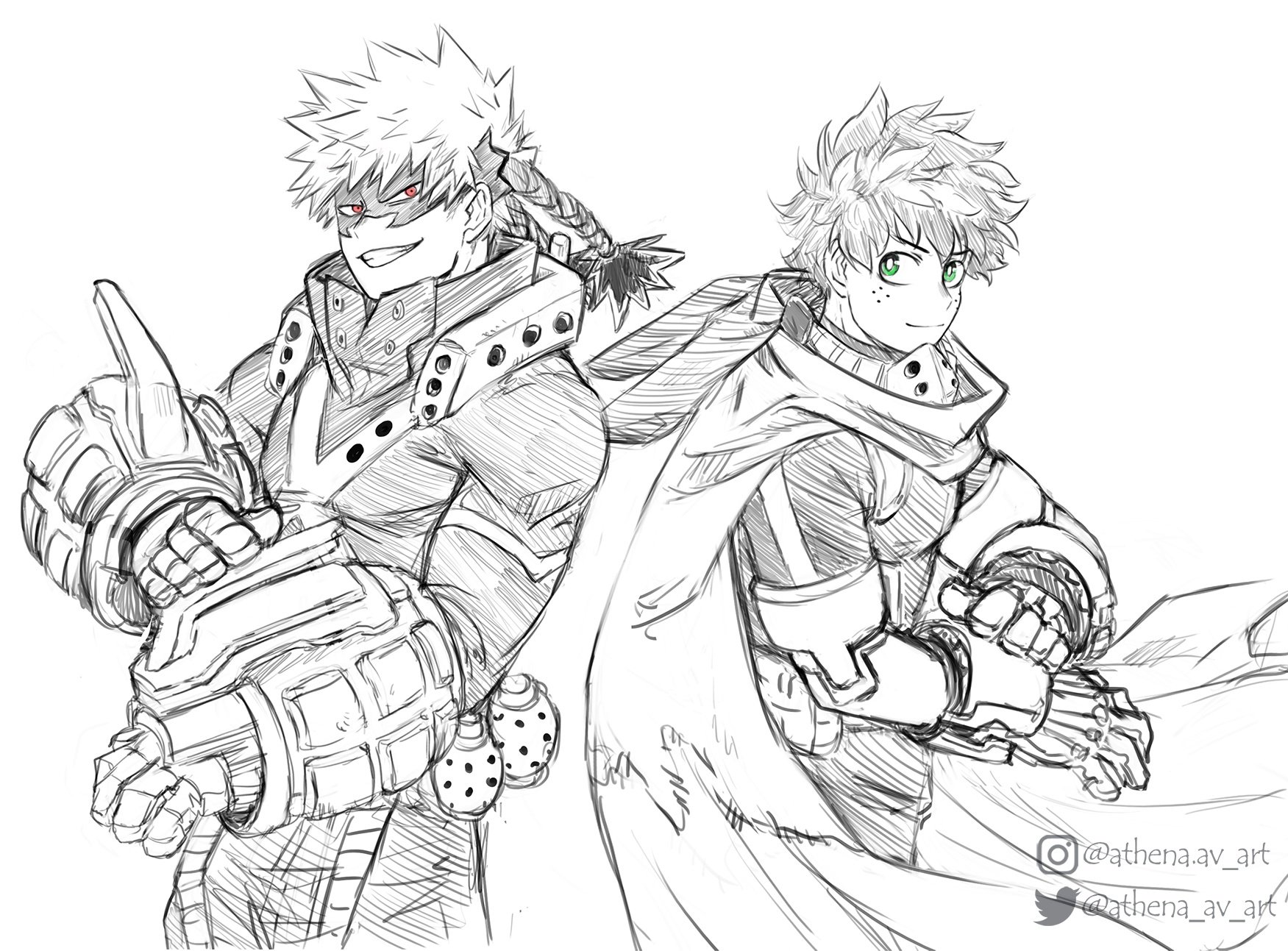 Athena-av art 🧡💚 Working on BkDk Fanzines! on Twitter: "Quick sketch from #bnha357 Bkdk pro hero ...