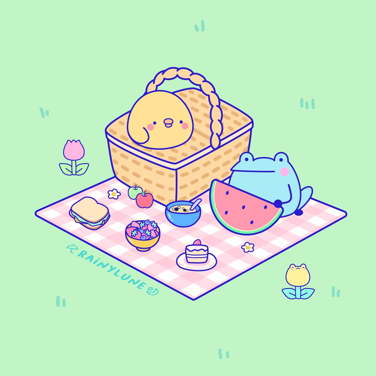 「it's nice to have a picnic with friends!」|rachel 🐸 reichenbachのイラスト