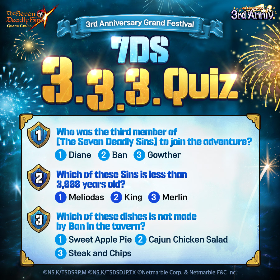 The Seven Deadly Sins: Grand Cross on Twitter: "🥉 7DS 3. 3. 3. Quiz 🥉 ...