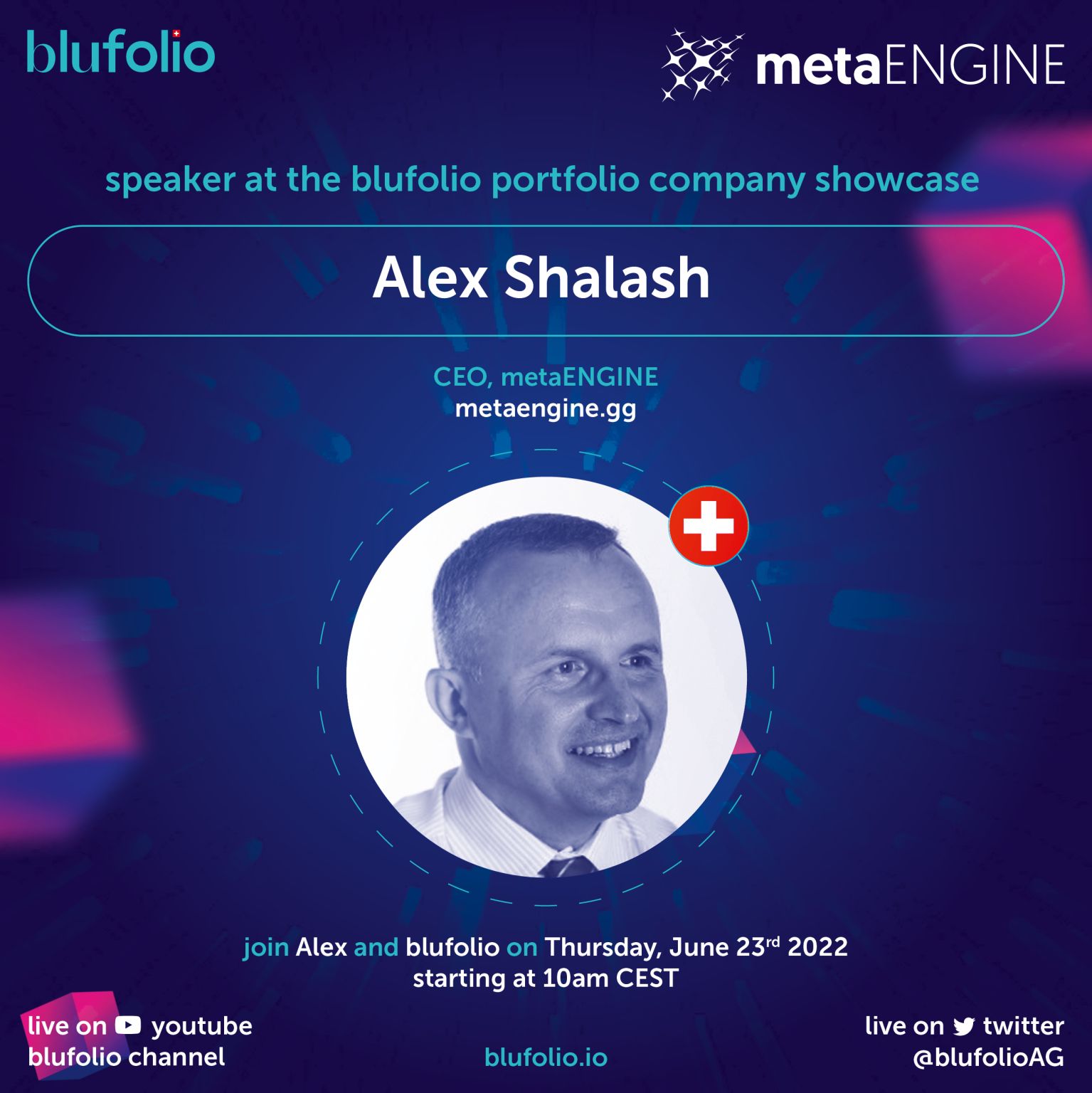metaENGINE on Twitter: "🎙Join our CEO Alex Shalash on @blufolioAG portfolio company showcase, an ...