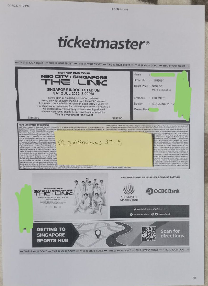 Ticketmaster Printed Tickets Fake