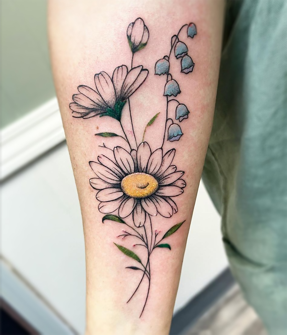 Colorful Daisies Tattoo