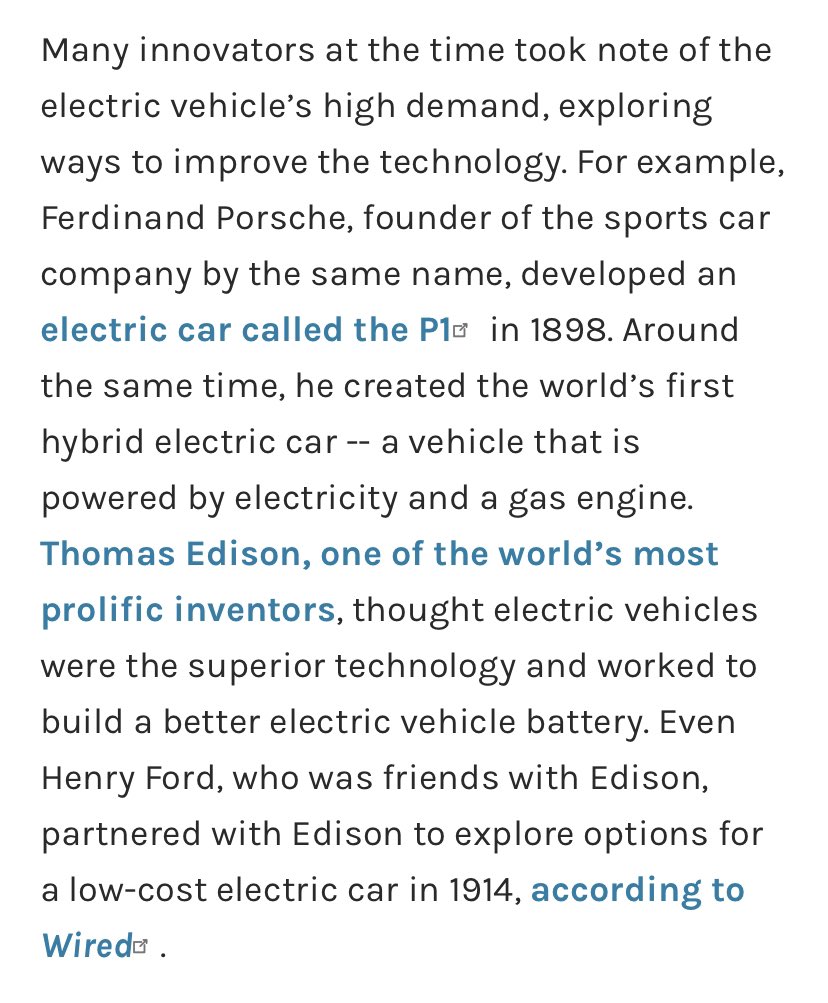 History of the electric, steam, and aether cars. Look at this timeline ...