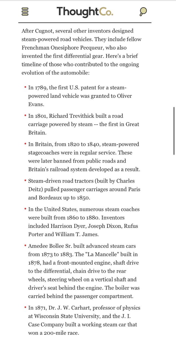 History of the electric, steam, and aether cars. Look at this timeline ...