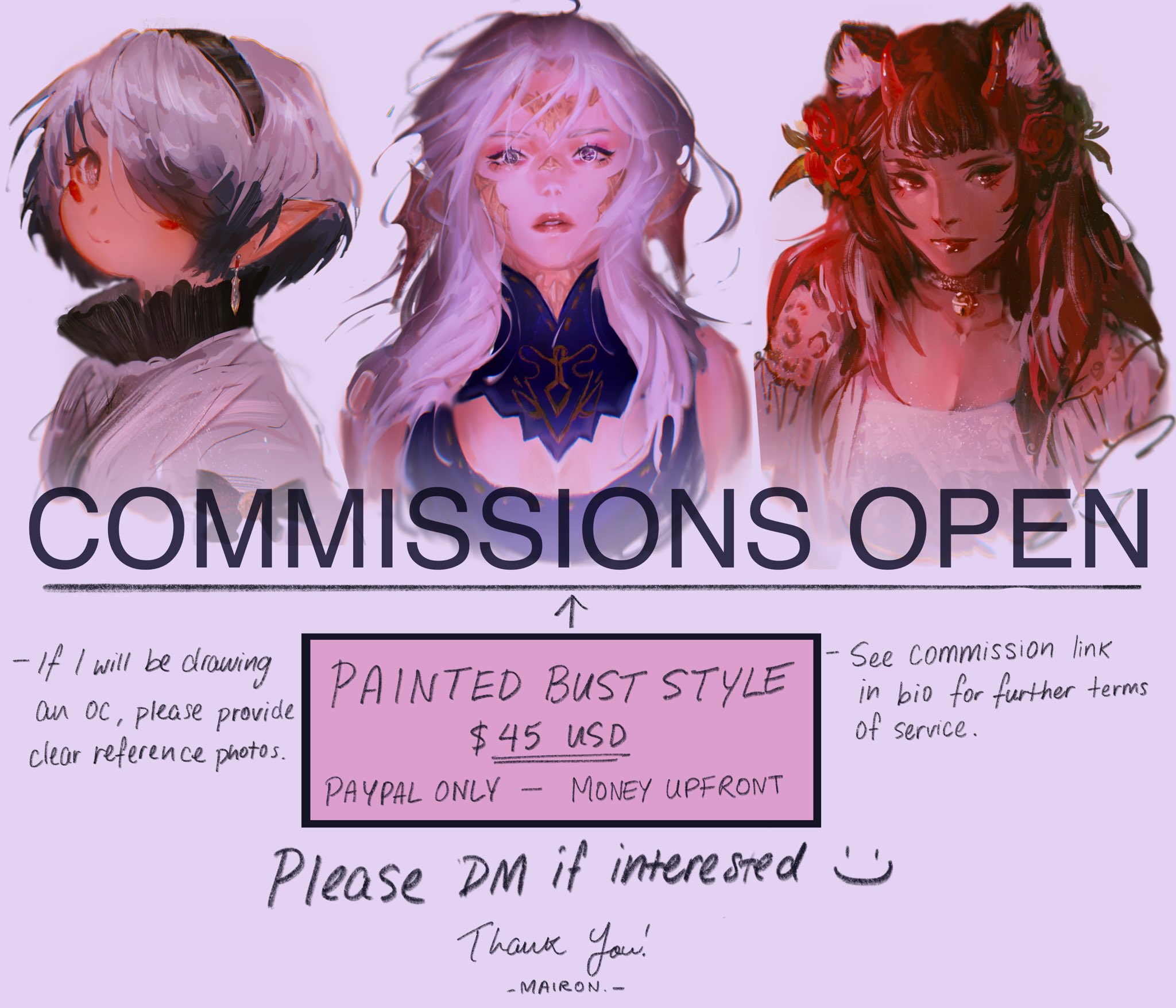 Mairon | working on c0mms on Twitter: "hello‼️i am opening painted bust commissions (see ...