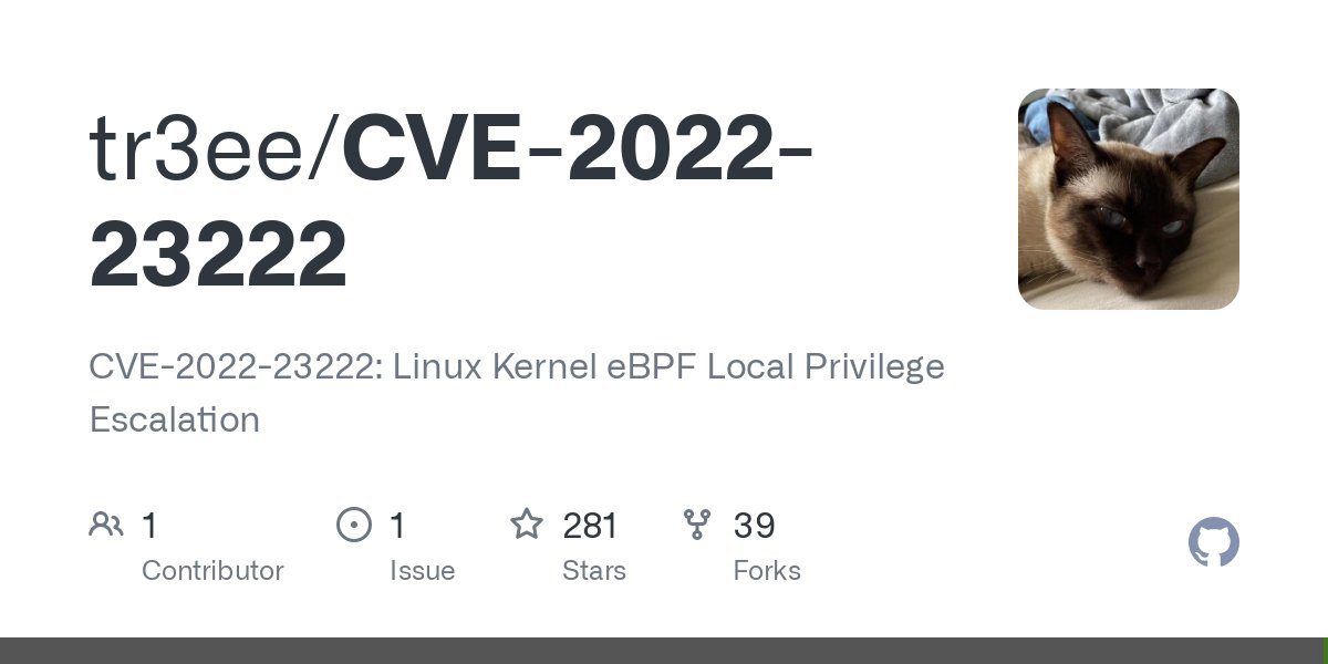 Ptrace Security GmbH on Twitter: "CVE-2022-23222: Linux Kernel eBPF Local Privilege Escalation ...