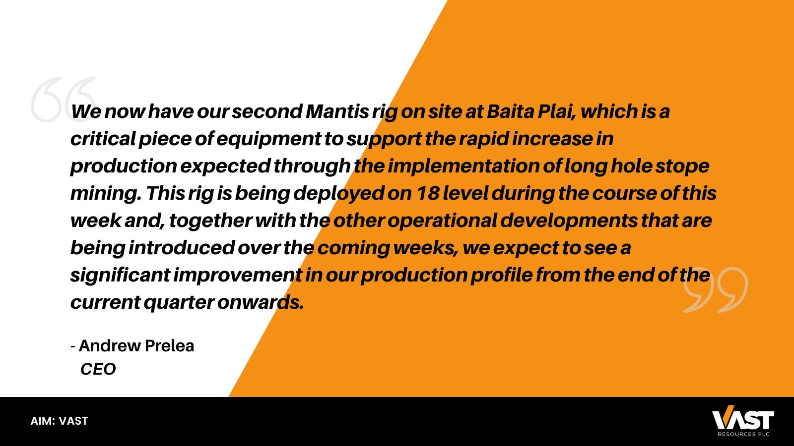 Vast Resources on Twitter: "Andrew Prelea, Chief Executive Officer of #Vast Resources PLC ...