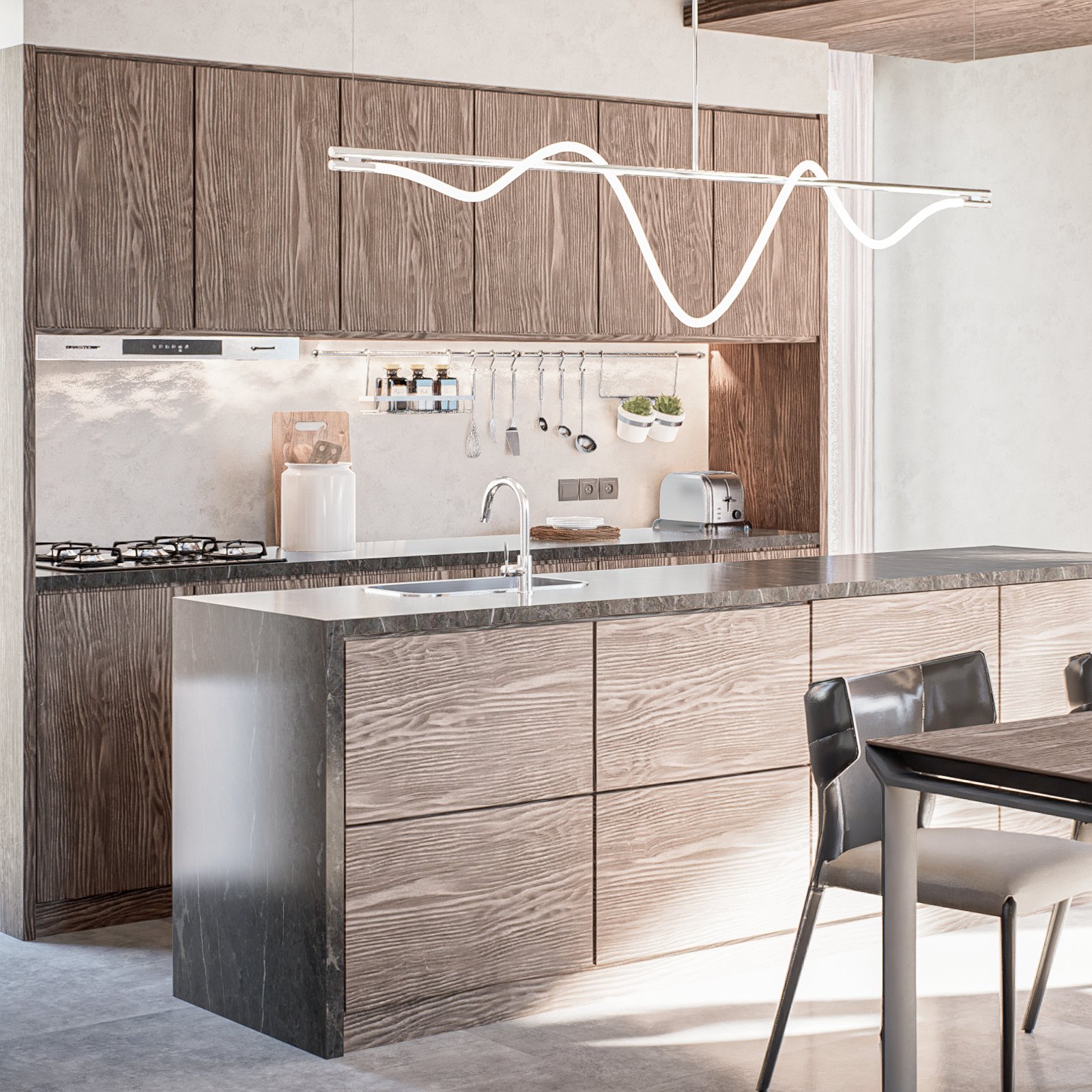 D5 Render on Twitter: "Kitchen - Living room by Leandro, Sentir Visual Workflow: Sketchup + D5 ...