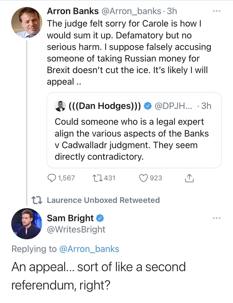 A good day for journalism! The multimillionaire Brexit backer Arron ...