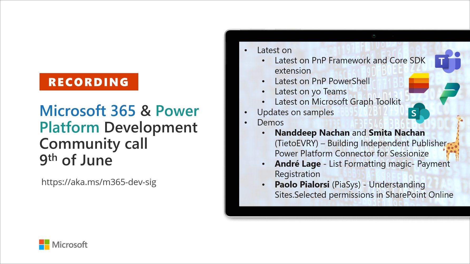 Microsoft 365 Developer on Twitter: "💾 Recording of the #Microsoft365dev & #PowerPlatform call ...