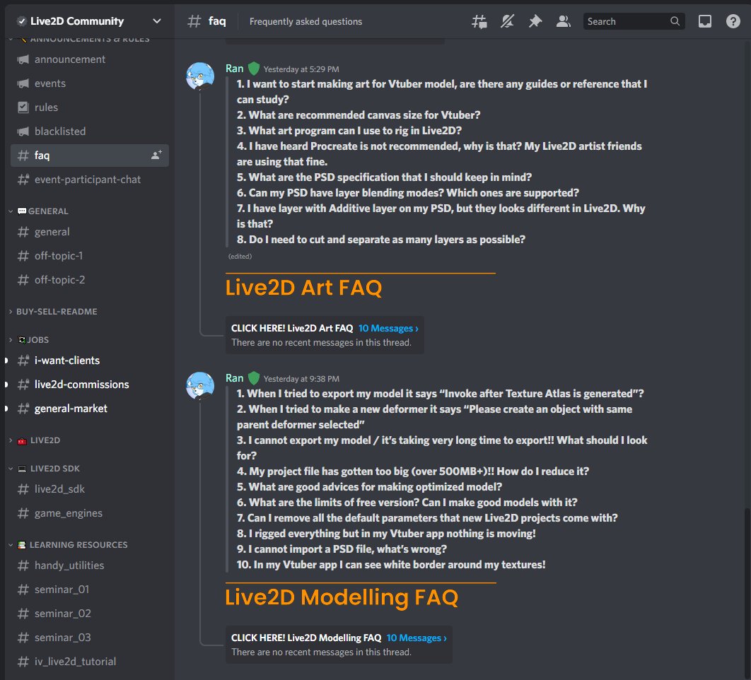 Ran 🐲 Live2D Animator on Twitter: "Spent a good weekend on rewriting Live2D Discord FAQ channel ...