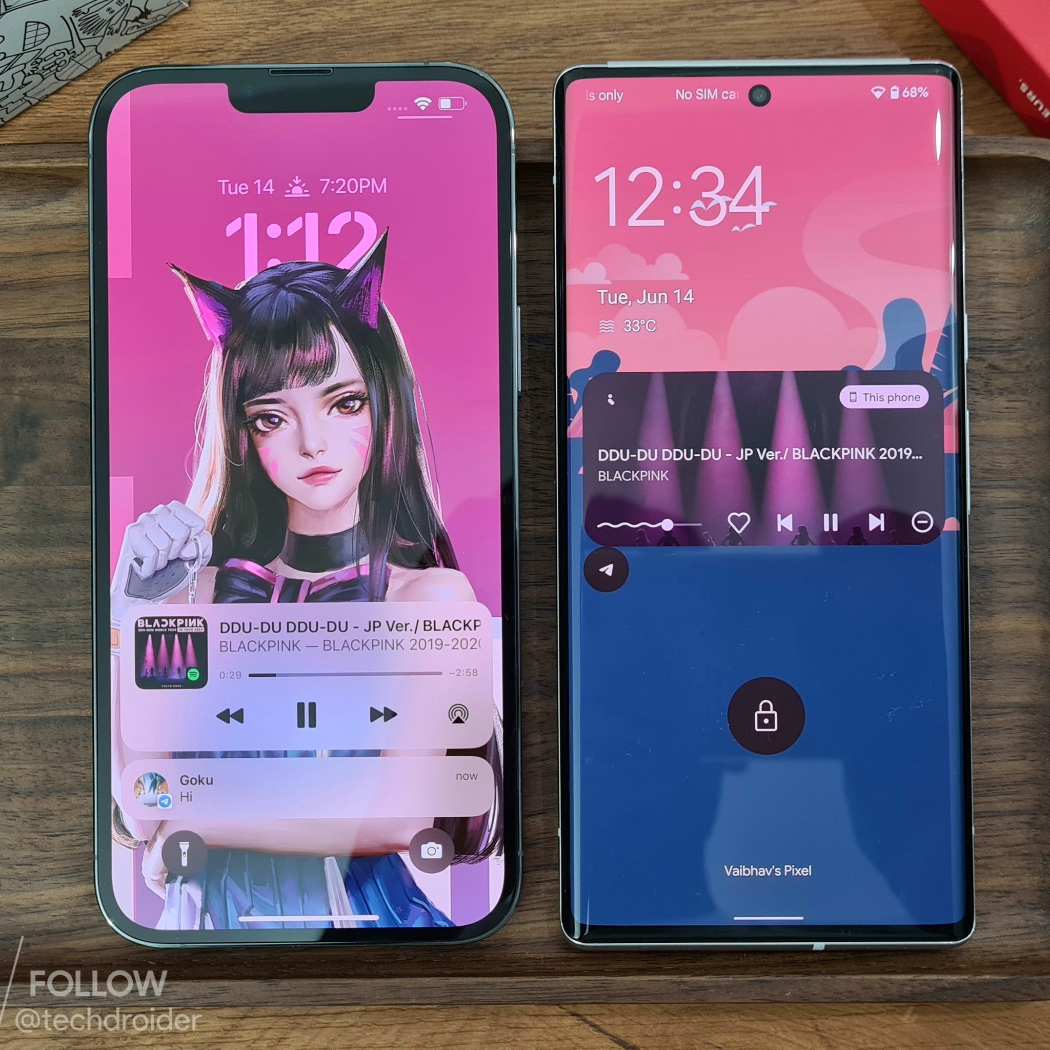 TechDroider on Twitter: "Apple iOS 16 vs Google Android 13 - Media Player (Now Playing ...