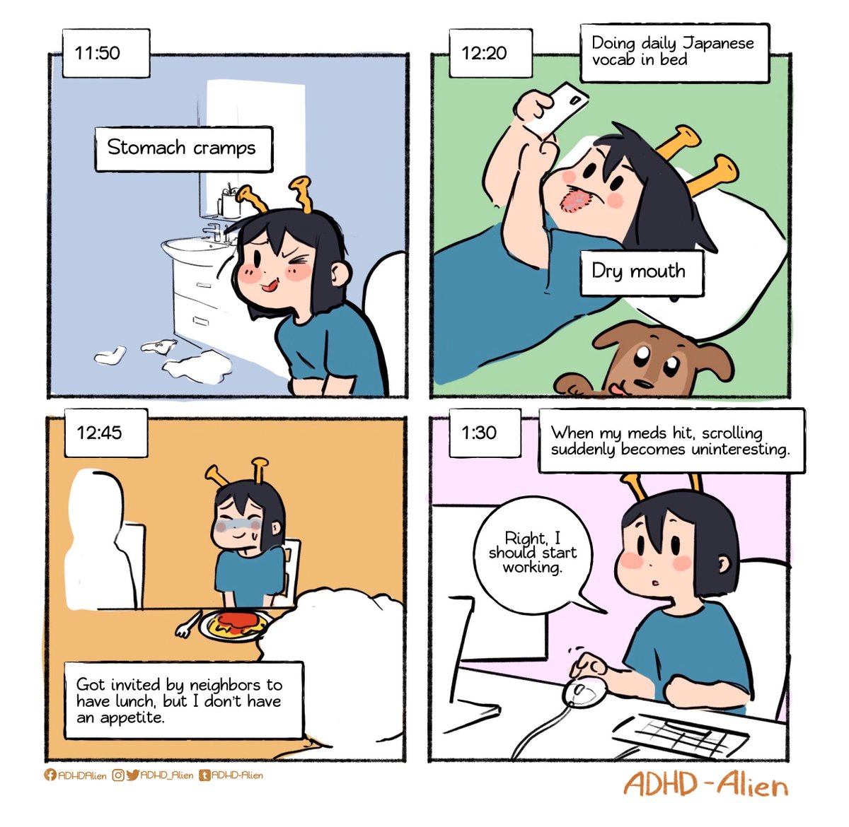 「I took my usual dosis today and decided 」|Pina ADHD Alien Comicの漫画