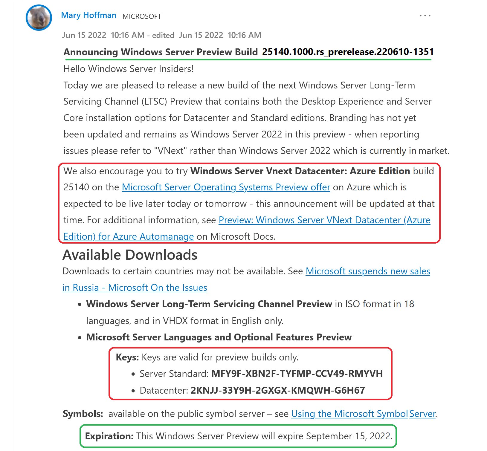 🔮WZor👁️ on Twitter: "📯😻🪄 June 15, 2022, Announcing NEW build of the Windows Server vNext #LTSC ...