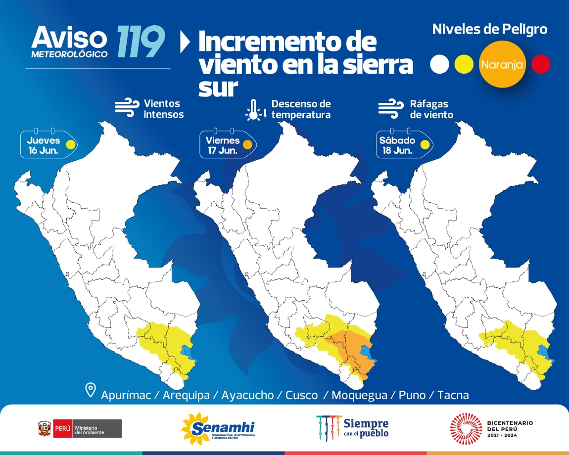Senamhi On Twitter Aviso Del 16 Al 18 De Junio Se Registrará El