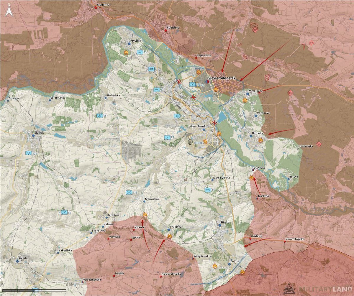 Map of the advancement of units of the #Russian & #DPR Forces in the ...