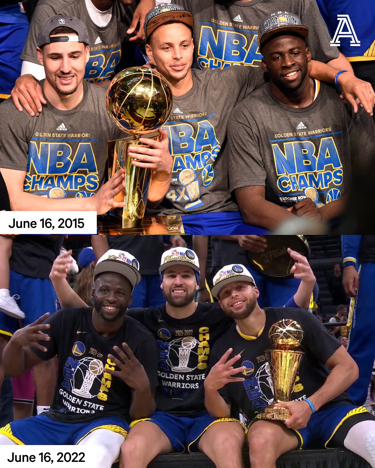 The Athletic on Twitter: "June 16, 2015: Warriors win first title with Steph Curry, Klay ...