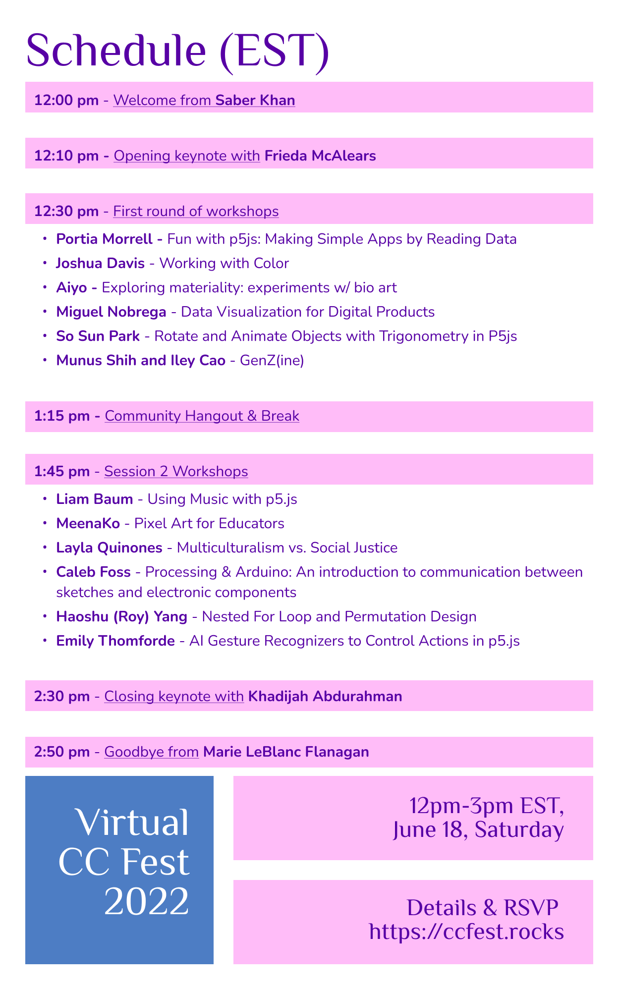 Processing on Twitter: "Lastly, here is the schedule for #virtualCCFest! We are all really ...