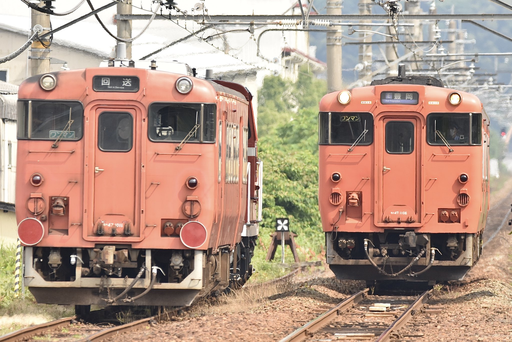 神ヒメ姫 on Twitter: "配9851レ 豊岡→米子 DE10-1119(富)+キハ47-1011(金トヤ) 後藤入場 豊岡と富山の車両はワンマン表示器の位置が違うんですね😅 ...