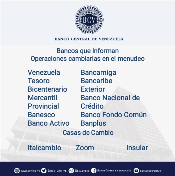 Banco Central de Venezuela on Twitter: "Atención🔵|| El tipo de cambio publicado por el BCV es el ...