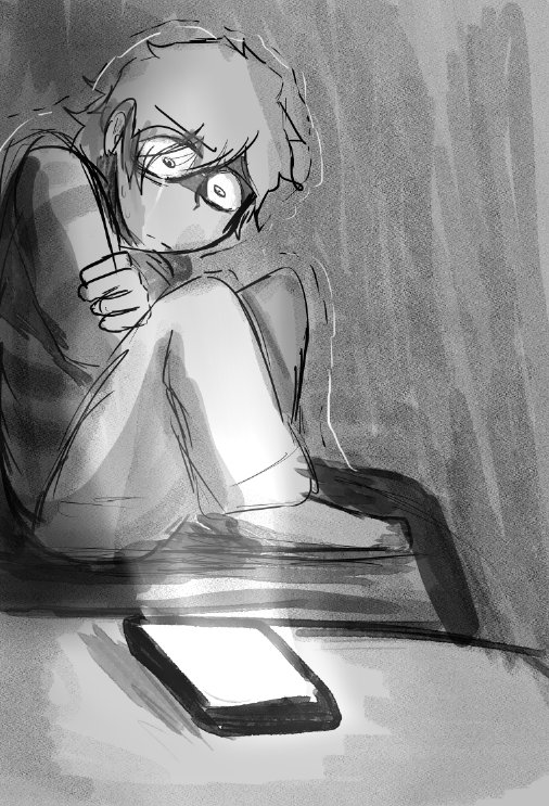 Sad Boy Alone Crying Sketch