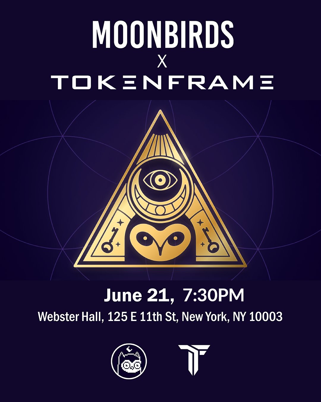 Tokenframe on Twitter: "Get ready for a magical evening with @moonbirds this Tuesday at Webster ...