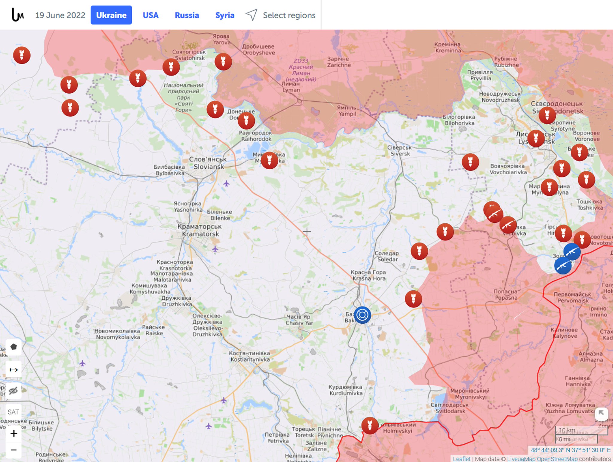 Jari Lairolahti on Twitter: "#Donbas @Liveuamap; RU bombar längs hela fronten. Strider i ...