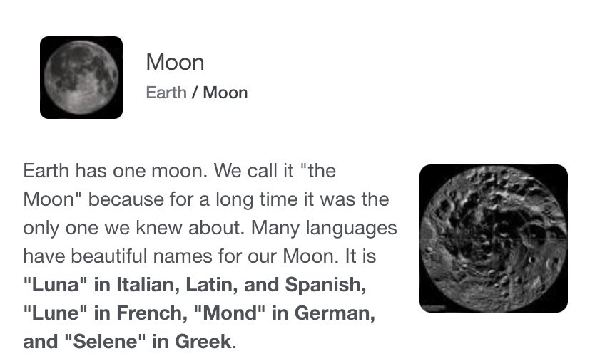 Just The Names Of Moons