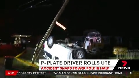 A young p-plate driver has lost control of his ute in Sydney's south ...