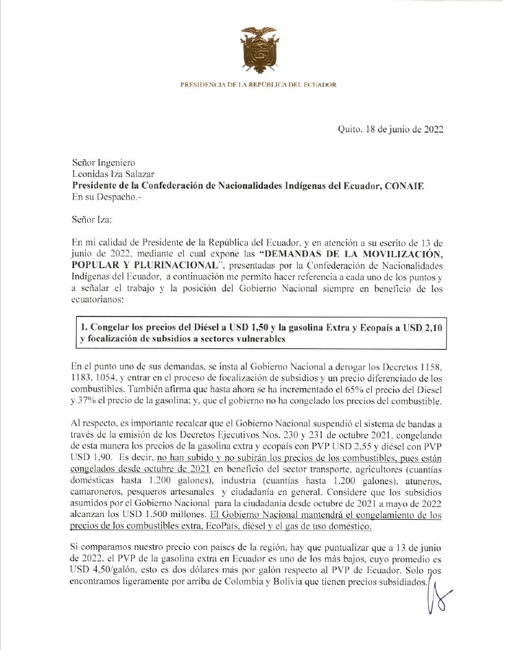 Presidencia ECU on Twitter: "RT @ComunicacionEc: Carta del Presidente de la República ...
