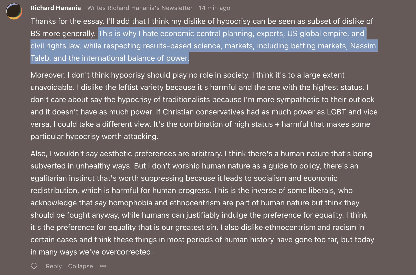 Richard Hanania on Twitter: "My worldview is based on hatred of BS. "That is why I hate economic ...